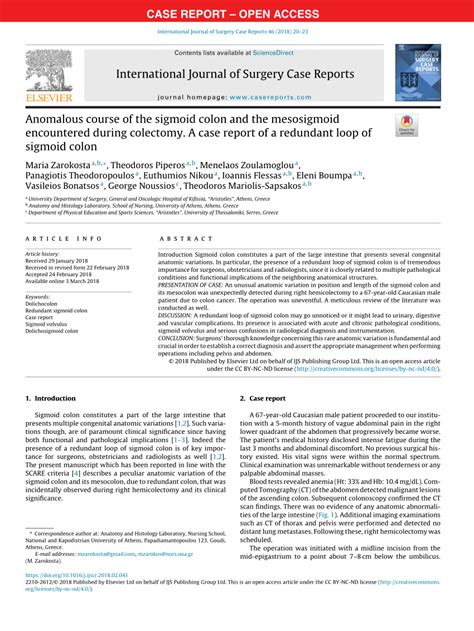 Pdf Anomalous Course Of The Sigmoid Colon And The Mesosigmoid Encountered During Colectomy A