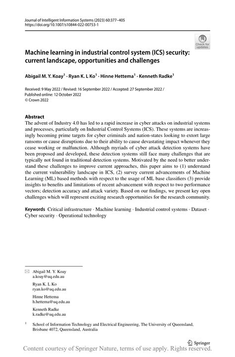 pdf machine learning in industrial control system ics security
