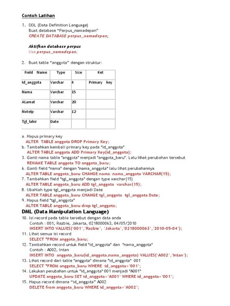 Soal Latihan Tambahan Praktek 2 Dbms Pdf