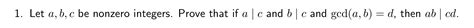 Solved Let A B C ﻿be Nonzero Integers Prove That If A C