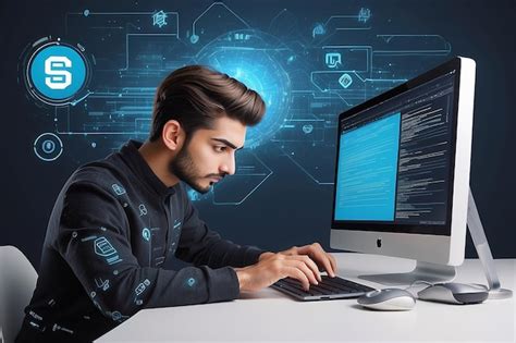 Html And Css Collage Concept With Person Programming And Api Integration Premium Ai Generated