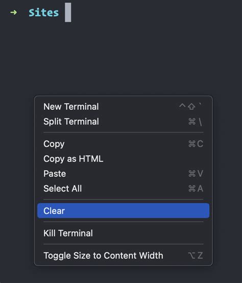 shortcut for clearing integrated terminal is no longer mapped · issue