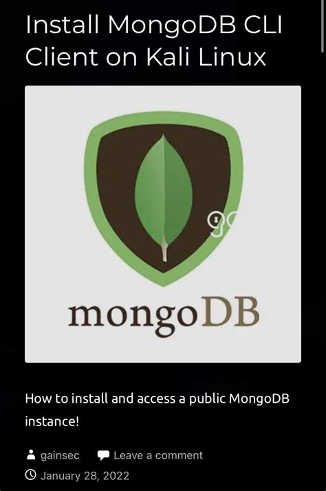 Gainsec — Install Mongodb Cli Client On Kali Linux