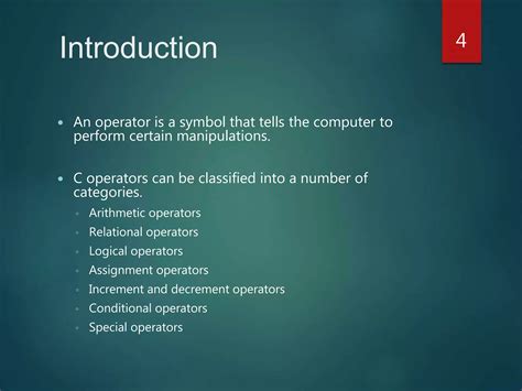 operator in c language ppt