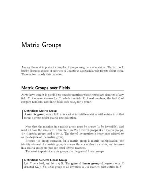 Matrix Groups Download Free Pdf Group Mathematics Matrix