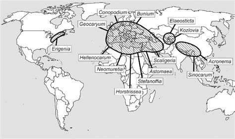 The Geographical Distribution Of Monocotylar Genera Of Apiaceae