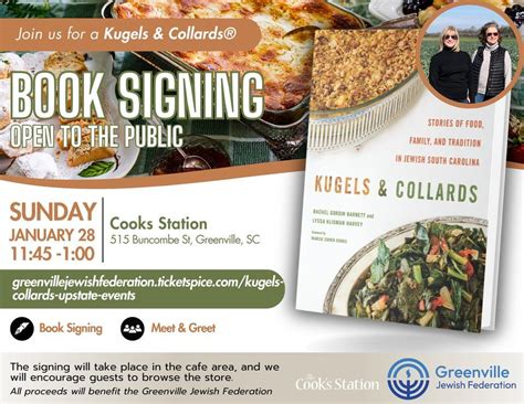 Kugels And Collads Greenville Book Signing Event The Cooks Station Greenville January 28