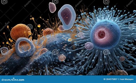 A Single Cell Bacteria Super Resolution Microscopy Detailed Ai Generative Stock Illustration