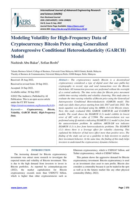 Pdf Modeling Volatility For High Frequency Data Of Cryptocurrency