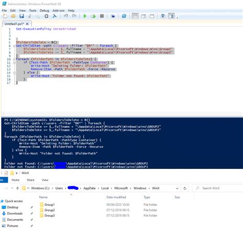powershell script to delete folders under winx microsoft qanda
