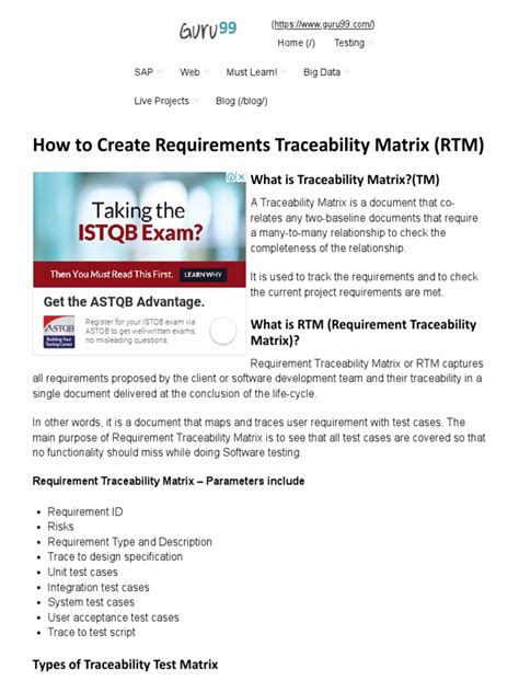 how to create requirements traceability matrix rtm pdf software