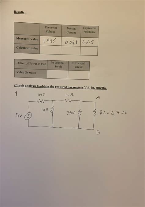 Solved Please Calculate Vth In Rth Rn And Power In Original