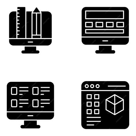 Premium Vector Pack Of Computer Design Solid Icons