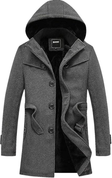Herren Winter Parka Mit Wintermantel Herrenmode Futter Warm Abnehmbare Kapuzte Trenchcoat