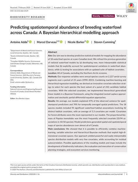 Pdf Predicting Spatiotemporal Abundance Of Breeding Waterfowl Across