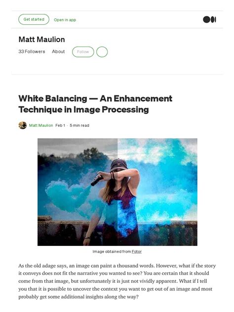 White Balancing An Enhancement Technique In Image Processing By Matt Maulion Medium Pdf