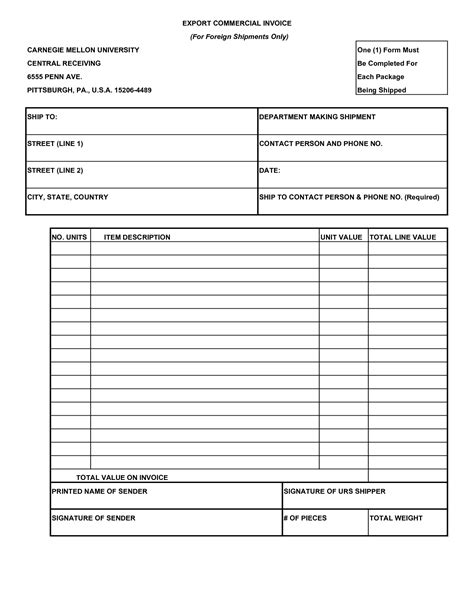 Export Invoice Template