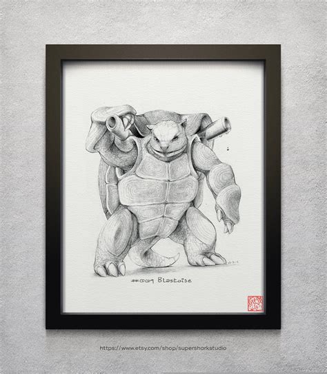 Blastoise X Print Pokemon Drawing Art Artwork Gaming Nintendo Etsy