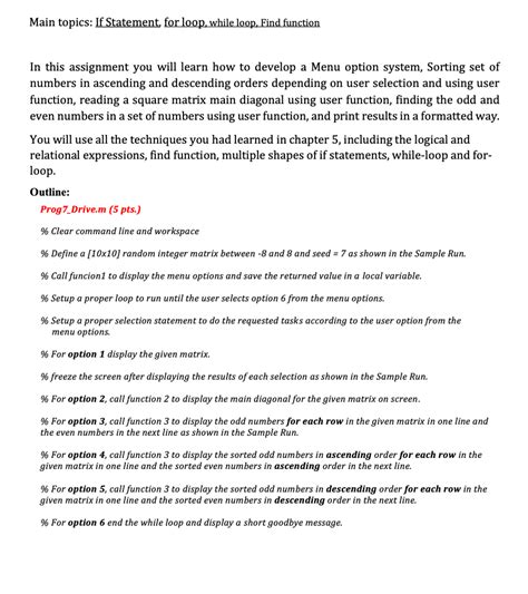 Solved Main Topics If Statement For Loop While Loop Find Chegg