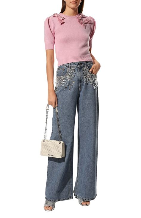 Женский розовый кашемировый пуловер Miu Miu купить в интернет магазине ЦУМ арт Mml462 1jx7