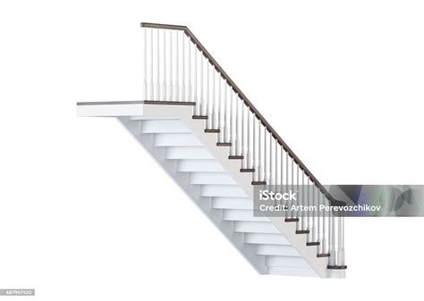 흰색 바탕에 계단입니다 3d 렌더링입니다 0명에 대한 스톡 사진 및 기타 이미지 0명 건축 계단 Istock