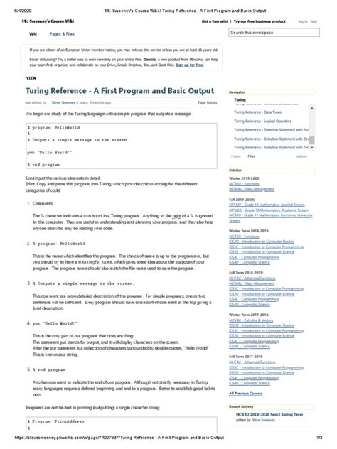 An Introduction To Basic Programming Concepts In Turing Comments