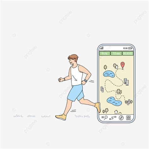핸드폰 앱을 사용하여 운동복을 입은 건강한 남자 운영 남성 핸드폰 Png 일러스트 및 벡터 에 대한 무료 다운로드 Pngtree