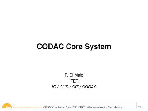 Ppt Codac Core System Introduction For Iter Controls Powerpoint Presentation Id 9105350