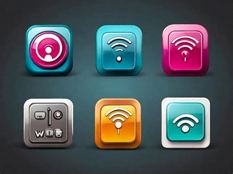 Premium Photo Electronic Device Wireless Internet Connection Wifi Symbols Glossy Icons Or