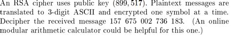 solved an rsa cipher uses public key 899 517 plaintext