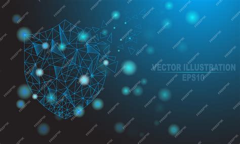 premium vector abstract guard shield in triangular mesh cyber