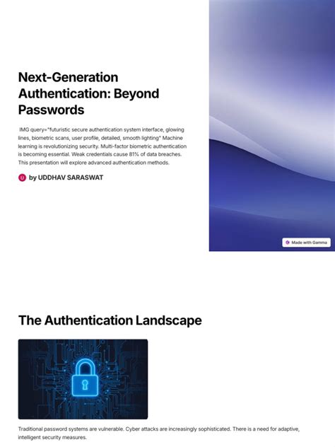 Next Generation Authentication Beyond Passwords Pdf Biometrics Authentication