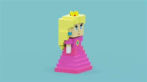 3d Model Voxel Princess Peach Vr Ar Low Poly Cgtrader