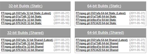 Choix Du Build Ffmpeg Win Benjamin BALET