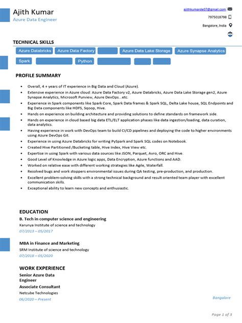 Ajith Azuredataengineer Resume Pdf