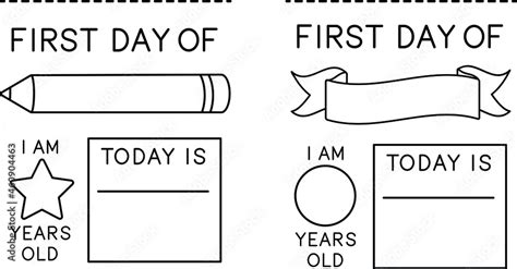 First Day Of Template For Back To School Clipart Outline And Stamp