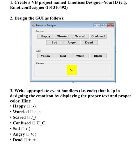 create a vb project named emoticondesigner yourid