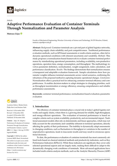 Pdf Adaptive Performance Evaluation Of Container Terminals Through Normalization And Parameter