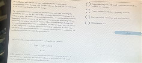 Solved At Equilibrium Both The Forward Reaction And The