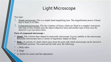 Microscope Study Of Microscopetypespptx Photography Arts And Crafts