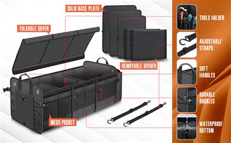 Car Trunk Organizer With Lid And Removable Leakproof Cooler