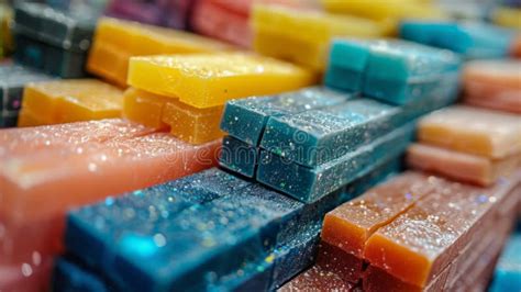 Colorful Handcrafted Soap Bars Displayed In An Artisan Market Inviting Visitors With Vibrant