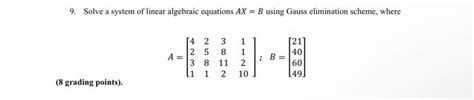 Solved 9 Solve A System Of Linear Algebraic Equations Ax
