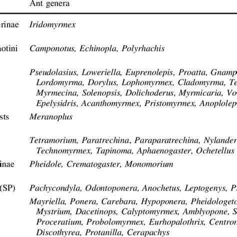 Classification Of The Ant Genera Into Functional Groups Andersen 2000