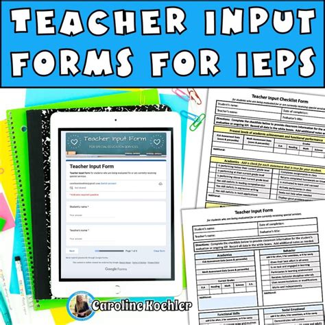 Iep Teacher Input Form Writing Special Education Plaafp Caroline Koehler At Celavora Education