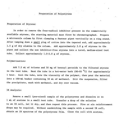 Solved Preparation Of Polystyrene Preparation Of Styrene In