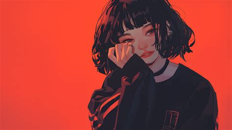 Emo Aesthetic Girl Red Desktop Wallpaper Free Emo Wallpaper 4k