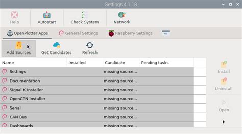 Settings OpenPlotter X X