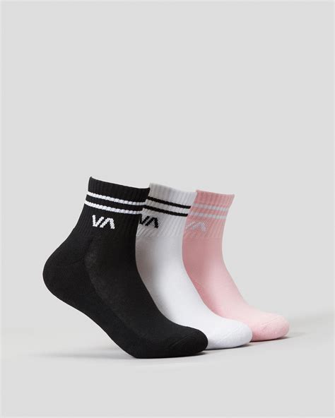Shop Rvca Womens Va Mini Crew Sock Pack In Blush Fast Shipping