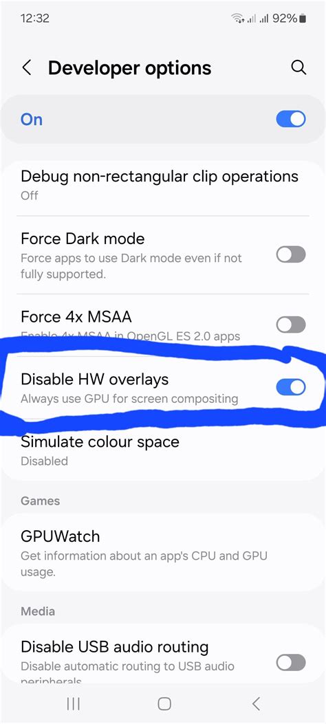 disable hw overlays samsung members